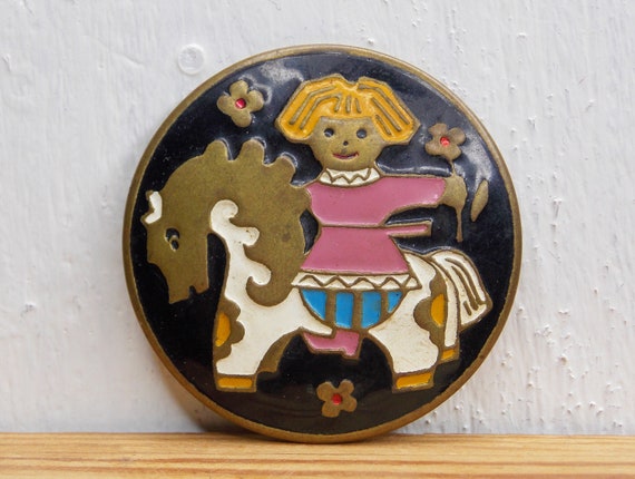 Boy on a horse, Childrens pin, Cute enamel pin, Fairy… - Gem