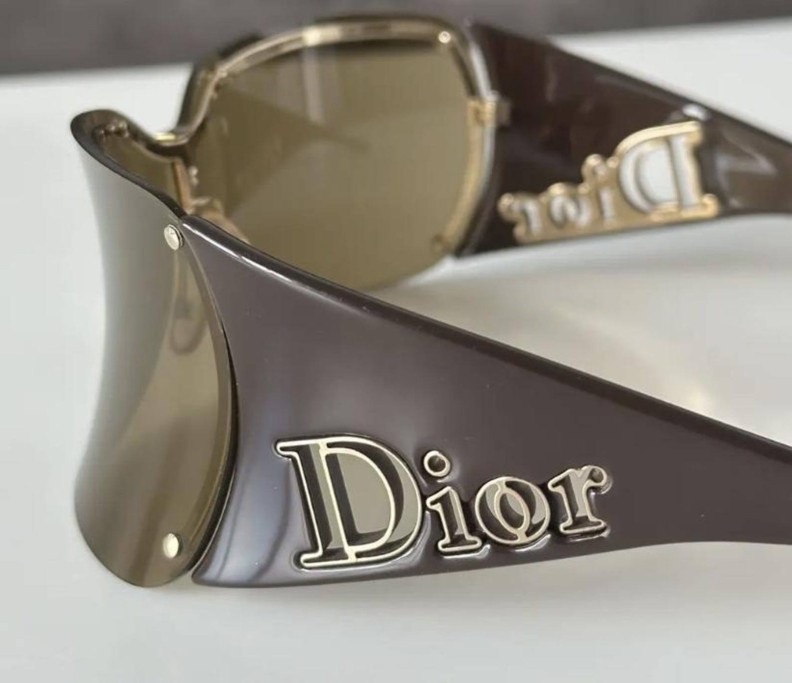Christian DIOR Sunglasses PARABOLE 2 Oversized Mask BROWN Bronze 2000s ...