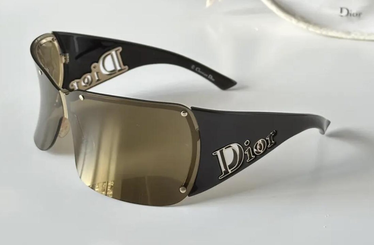 Christian DIOR Sunglasses PARABOLE 2 Oversized Mask BROWN Bronze 2000s ...