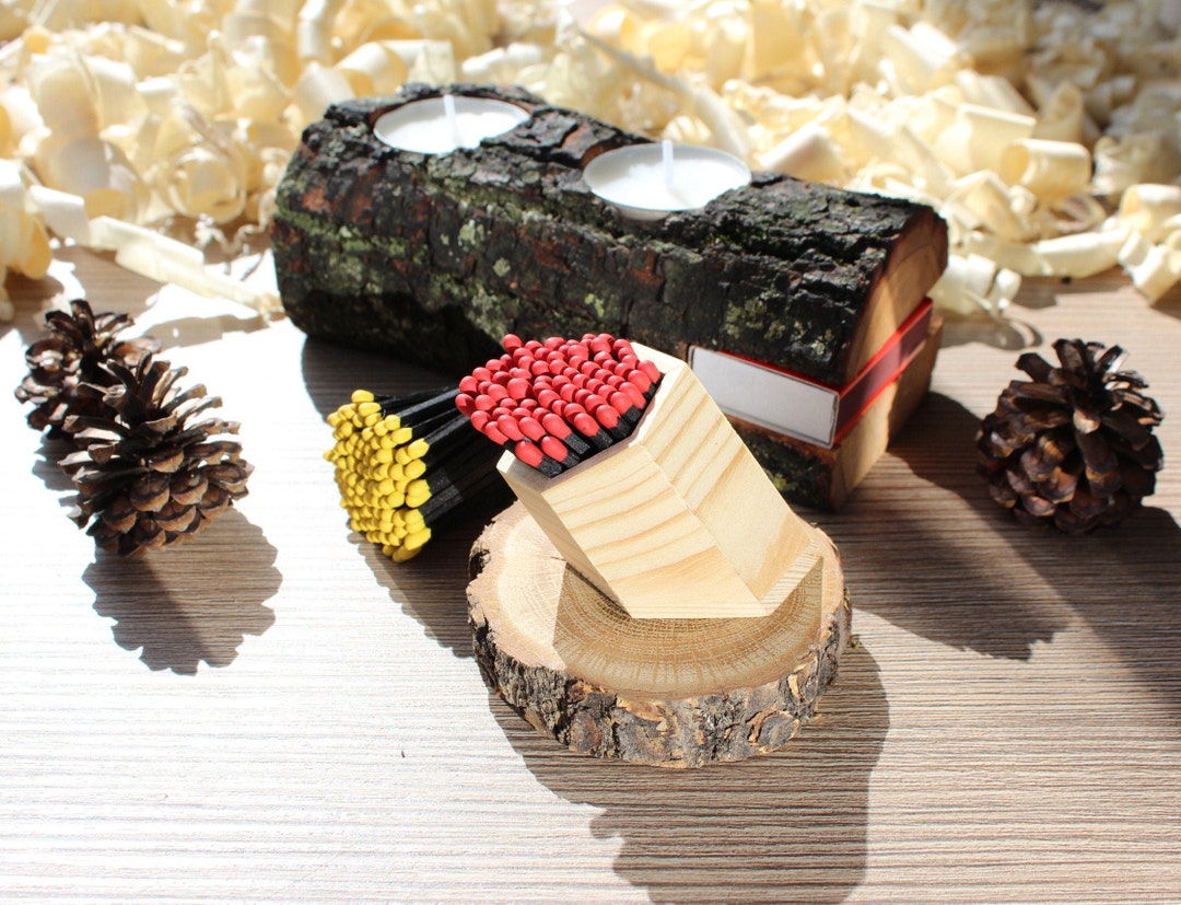 Handmade Pine Hexagon Matchbox: Stylish Table Decor - Etsy