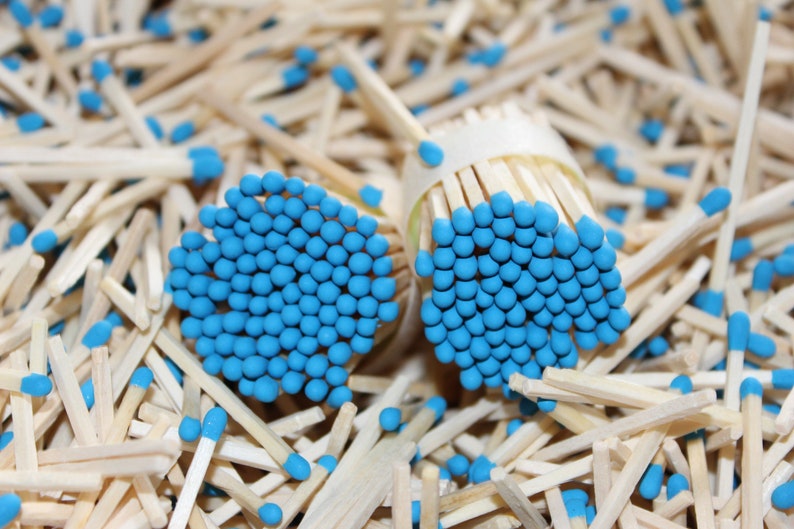 555 Sky blue tips decorative wedding matches. light blue head | Etsy
