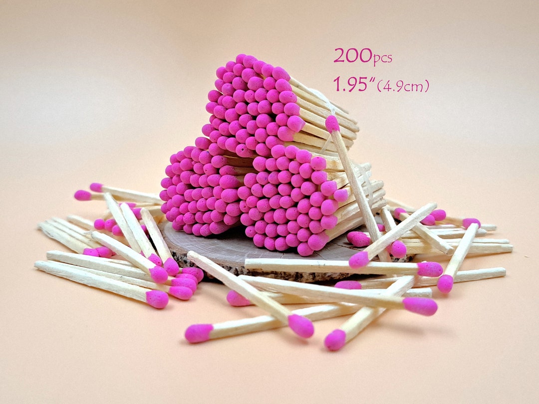 200 Pink Tips Party Wedding Candle Jar Matches.personalized Custom ...