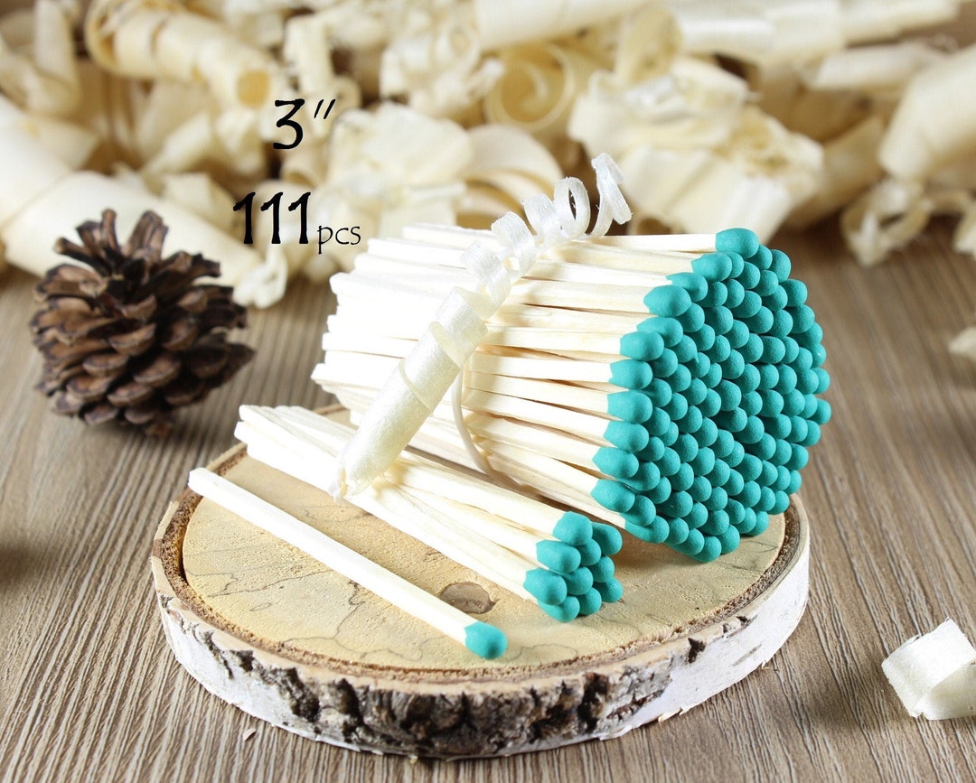 3 Green Turquoise Tip Long Wooden Matches for Home Decor, Wedding ...