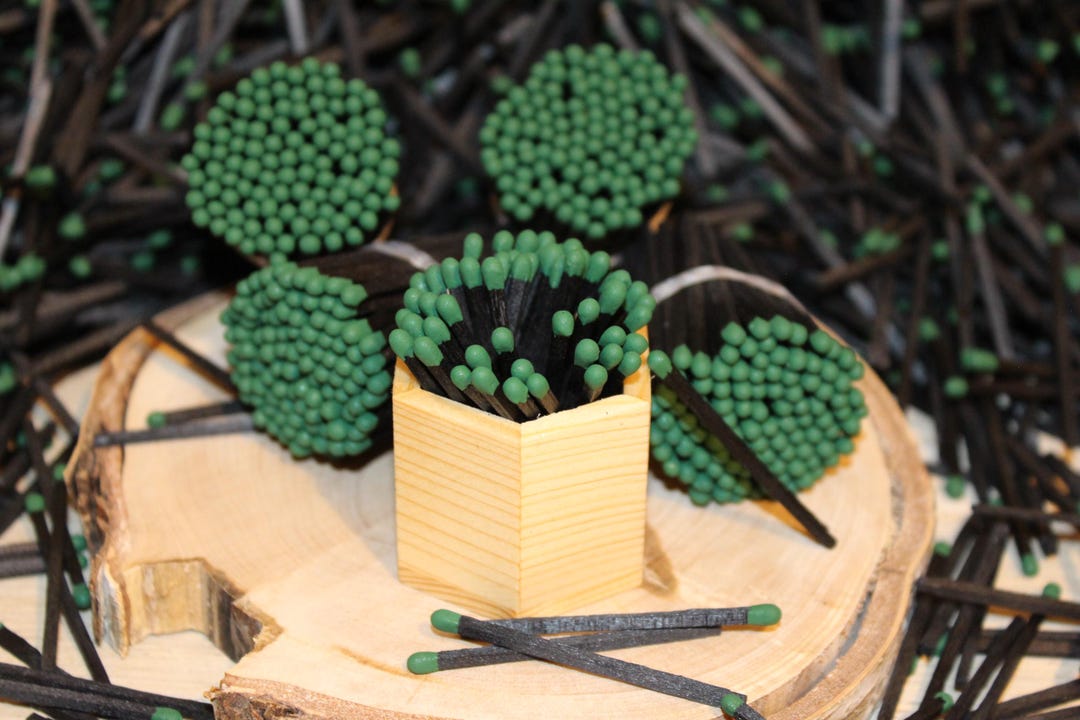 Dark Green Tip Matches: Black Wooden Matchsticks for Wedding Decor (4 ...