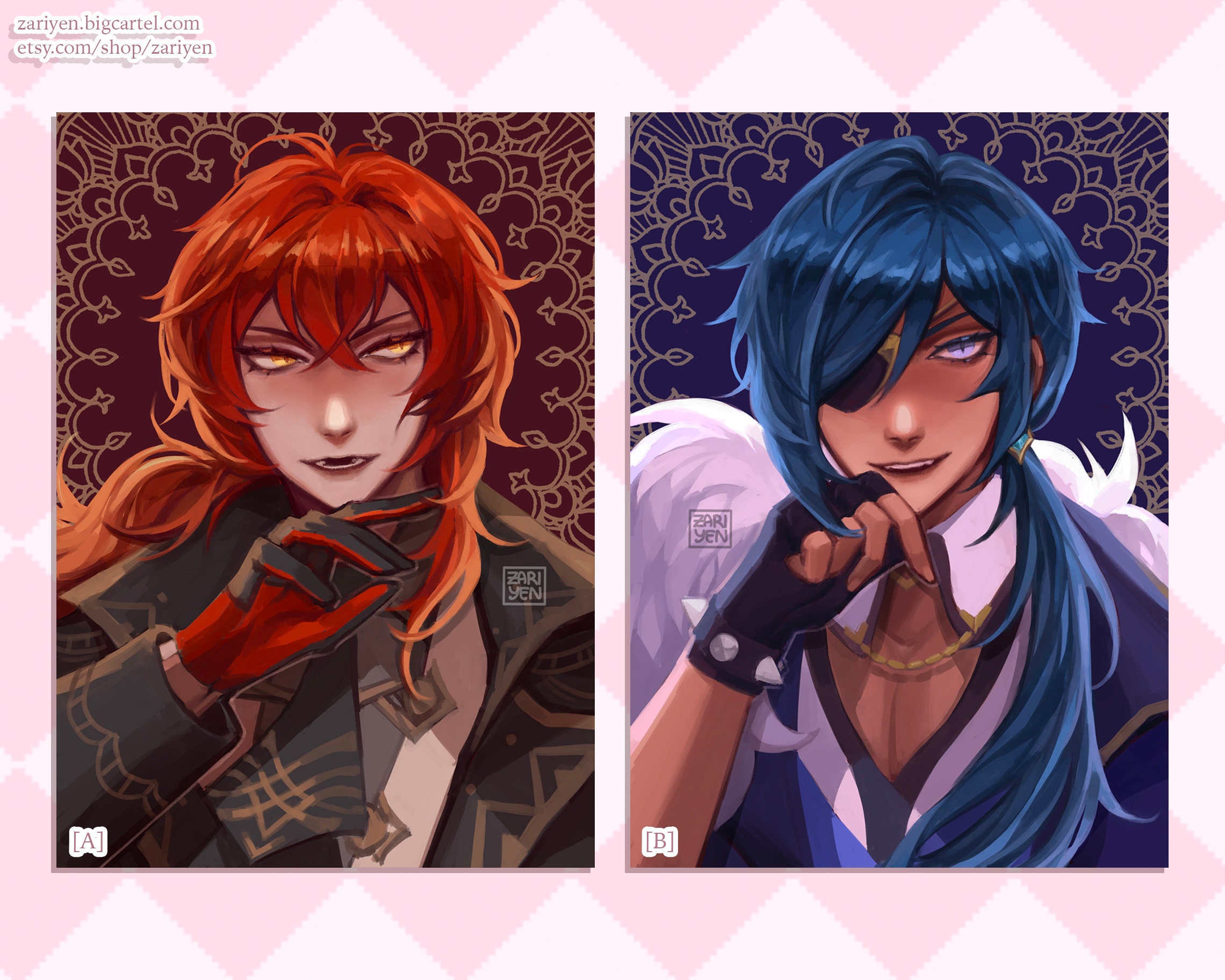 Digital Prints Prints Genshin Impact Diluc A5 Character Portrait Print ...