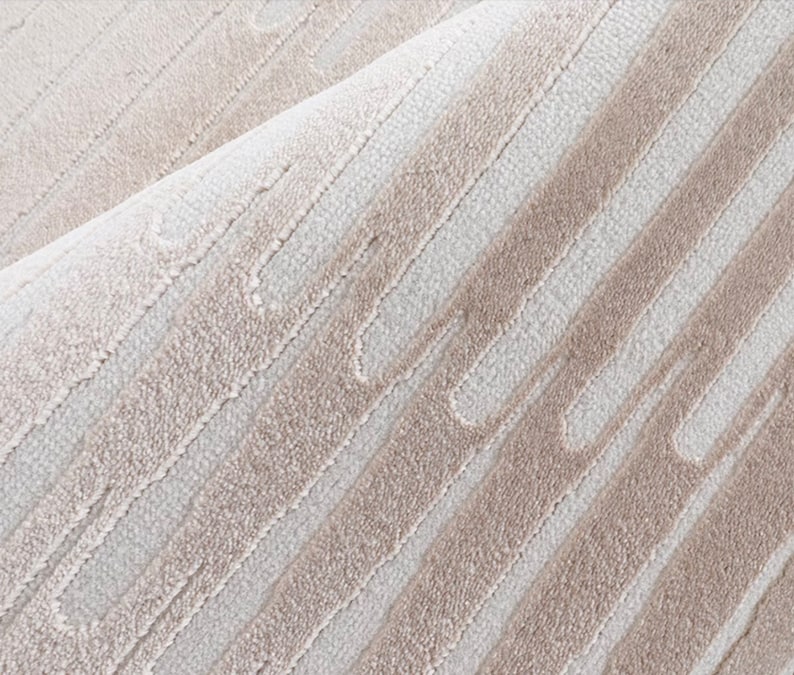 Muted Taupe Abstract Rug for Living Room Striped Carpet Modern Area Rug ...
