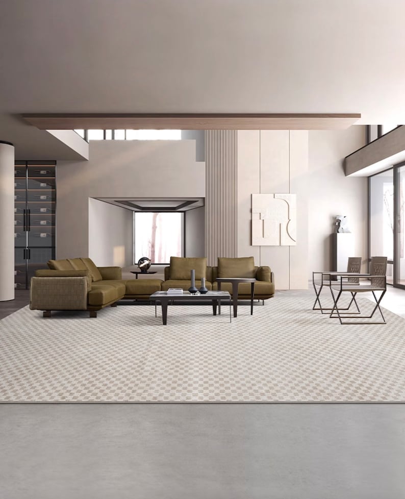 Beige Abstract Area Rug: Minimalist Modern Geometric Carpet - Etsy