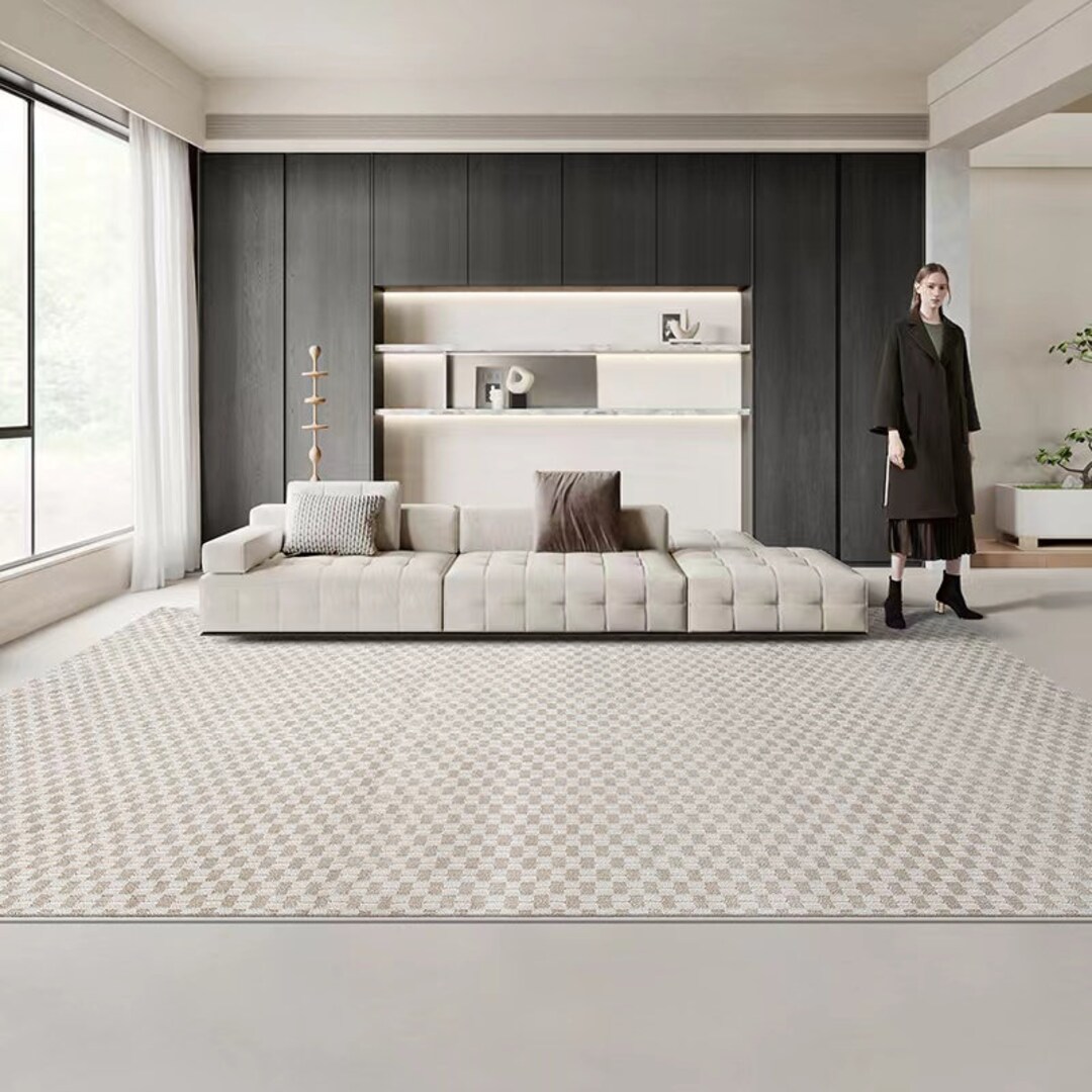 Beige Abstract Rug for Living Room Minimalist Carpet Modern Area Rug ...