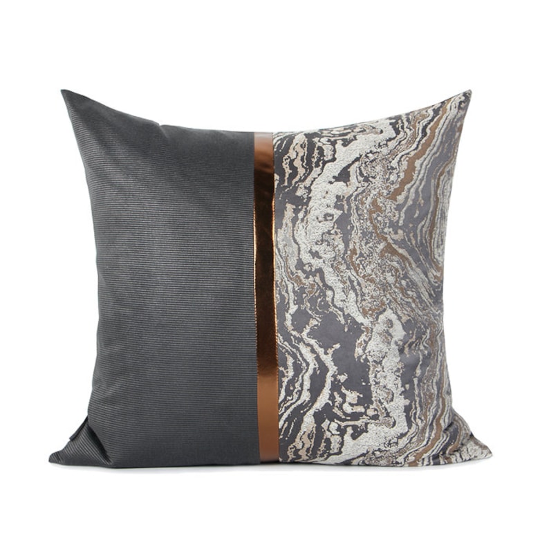 Grey Marble Pillow Cover: Modern Rustic Cotton-linen Cushion (50x50cm ...
