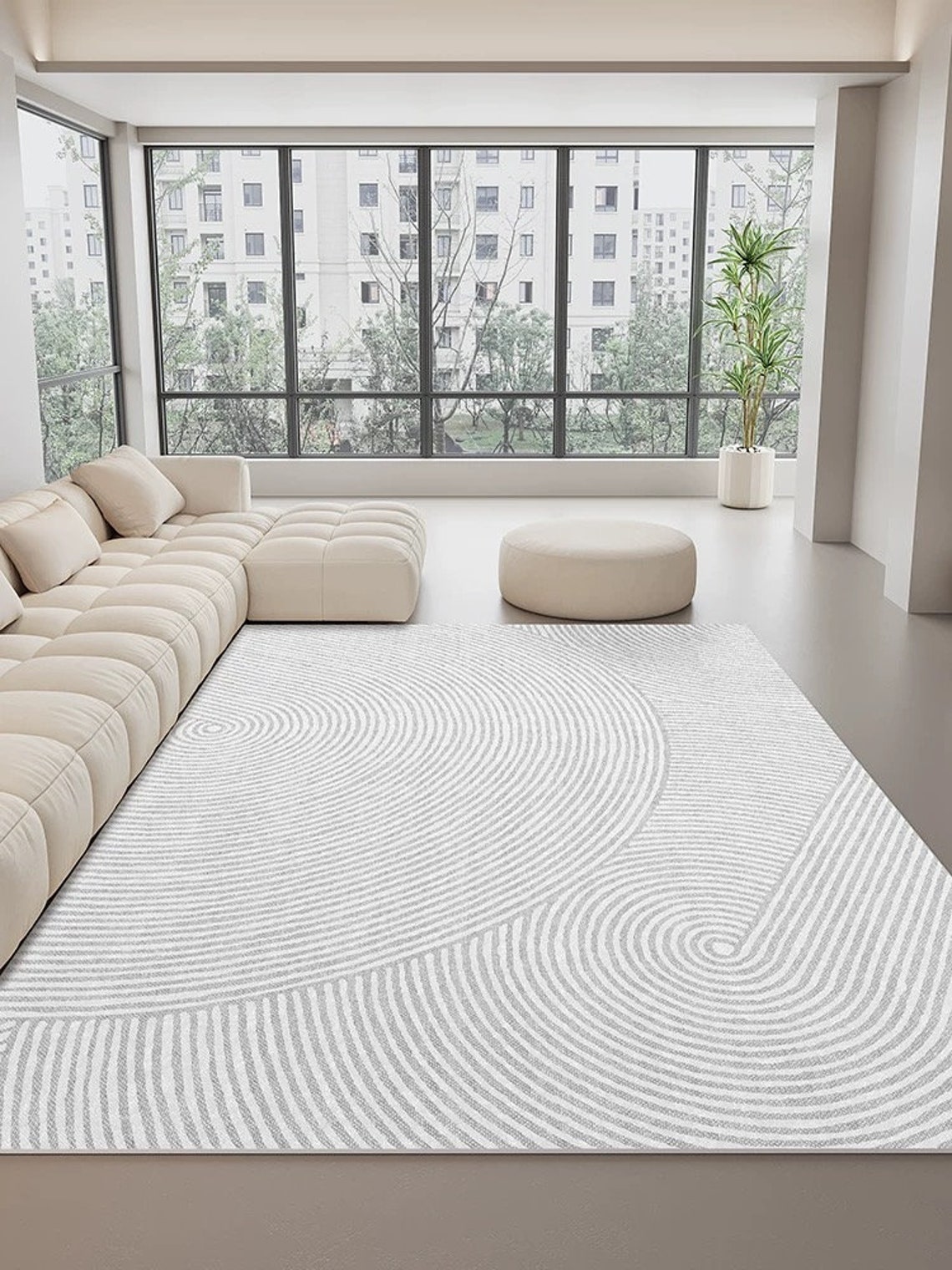 Grey Swirl Rug for Living Room Neutral Geometric Rug 200x290cm - Etsy