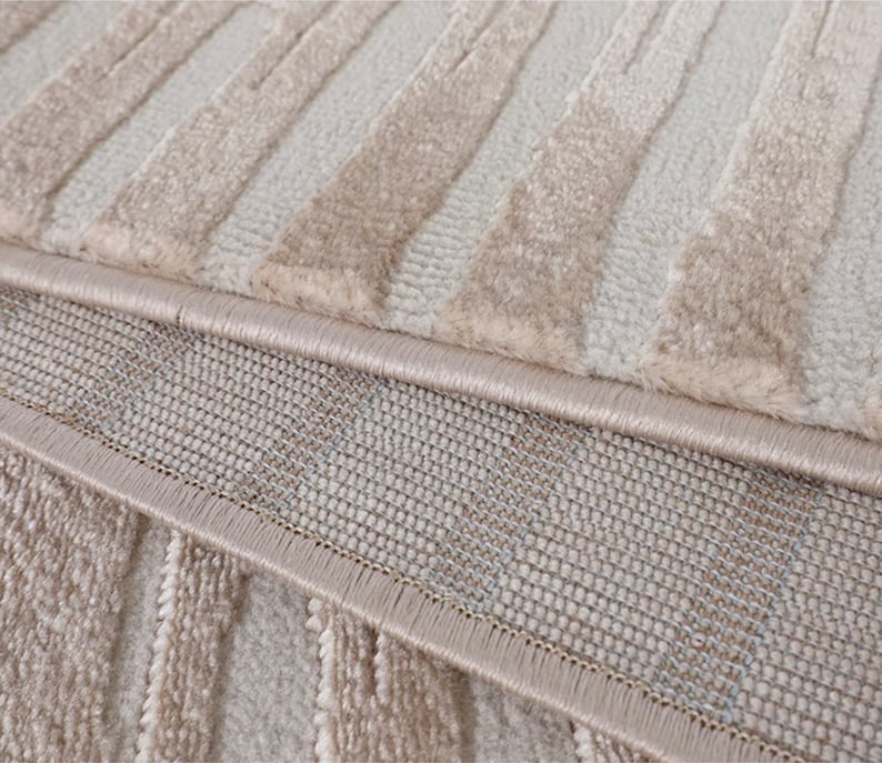 Muted Taupe Abstract Rug for Living Room Striped Carpet Modern Area Rug ...