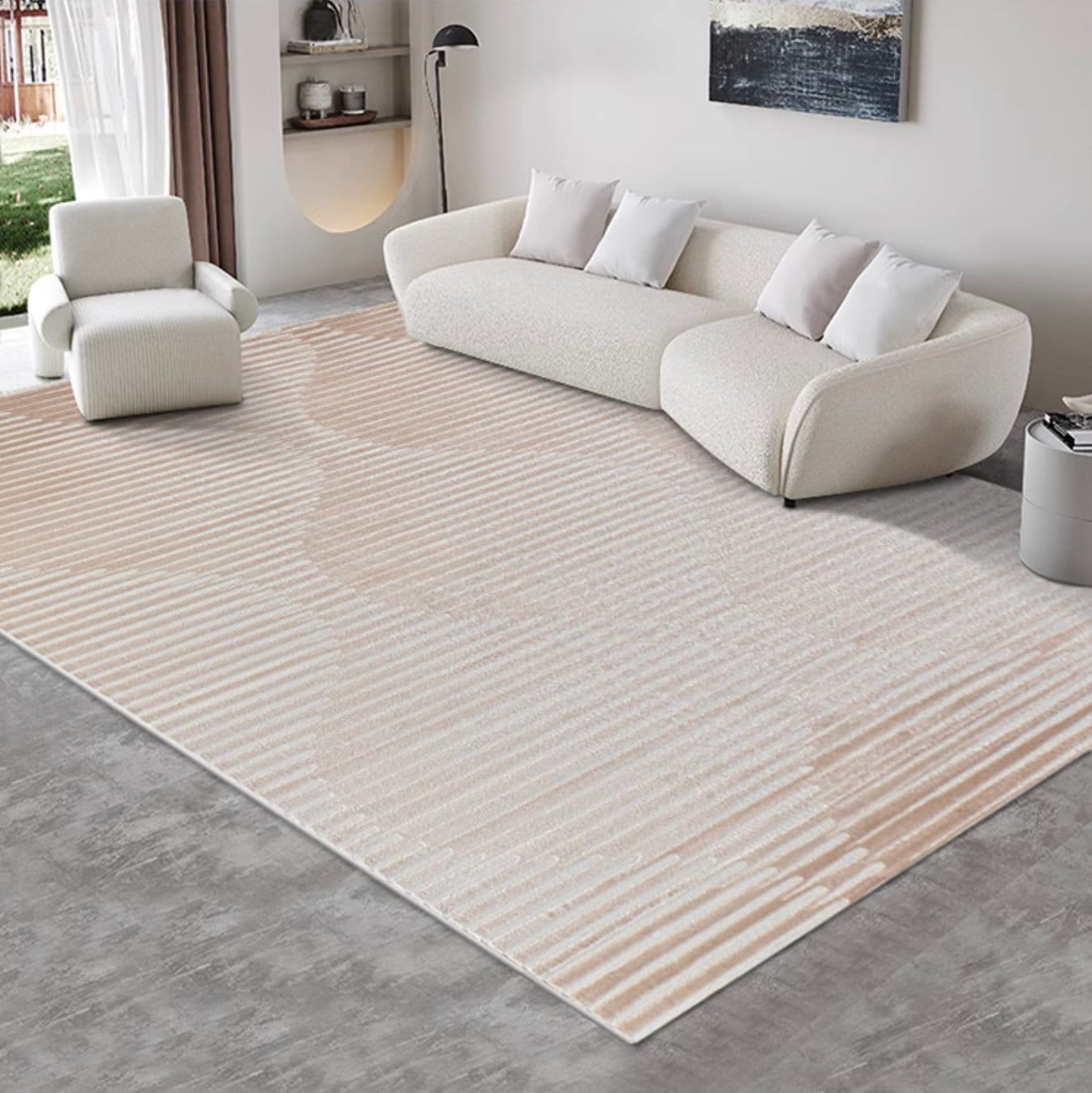 Muted Taupe Abstract Rug for Living Room Striped Carpet Modern Area Rug ...