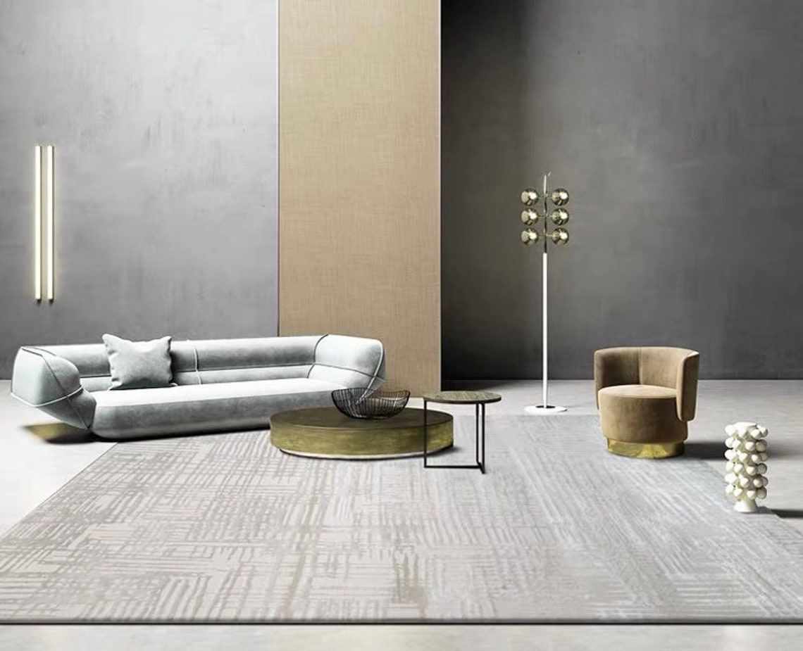 Grey Rug for Living Room Abstract Carpet Neutral Striped Area Rug ...