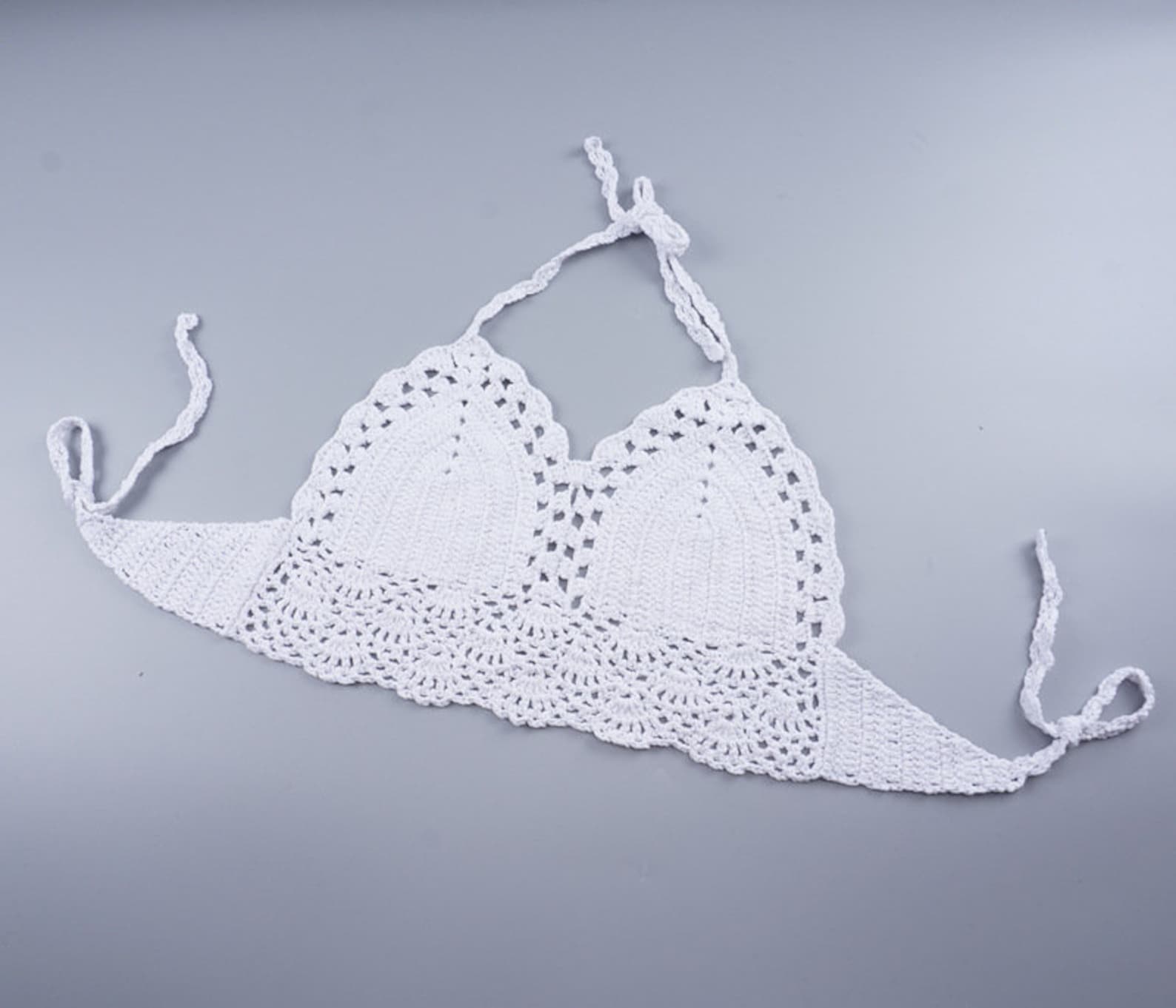 Crochet Crop Top Knitted Boho Bra White | Etsy UK