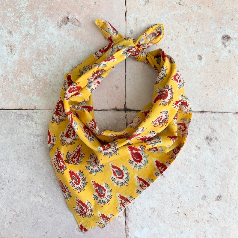 Block Print Cotton Bandana Mask Neckerchief - Etsy UK