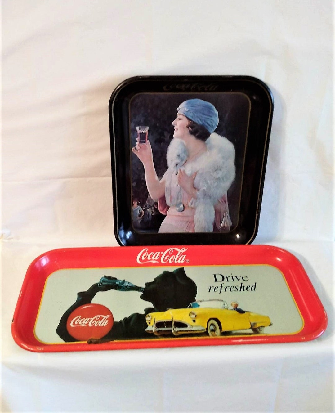 Vintage Set of Two Coca Cola Metal Trays/collectable/vintage Tray ...