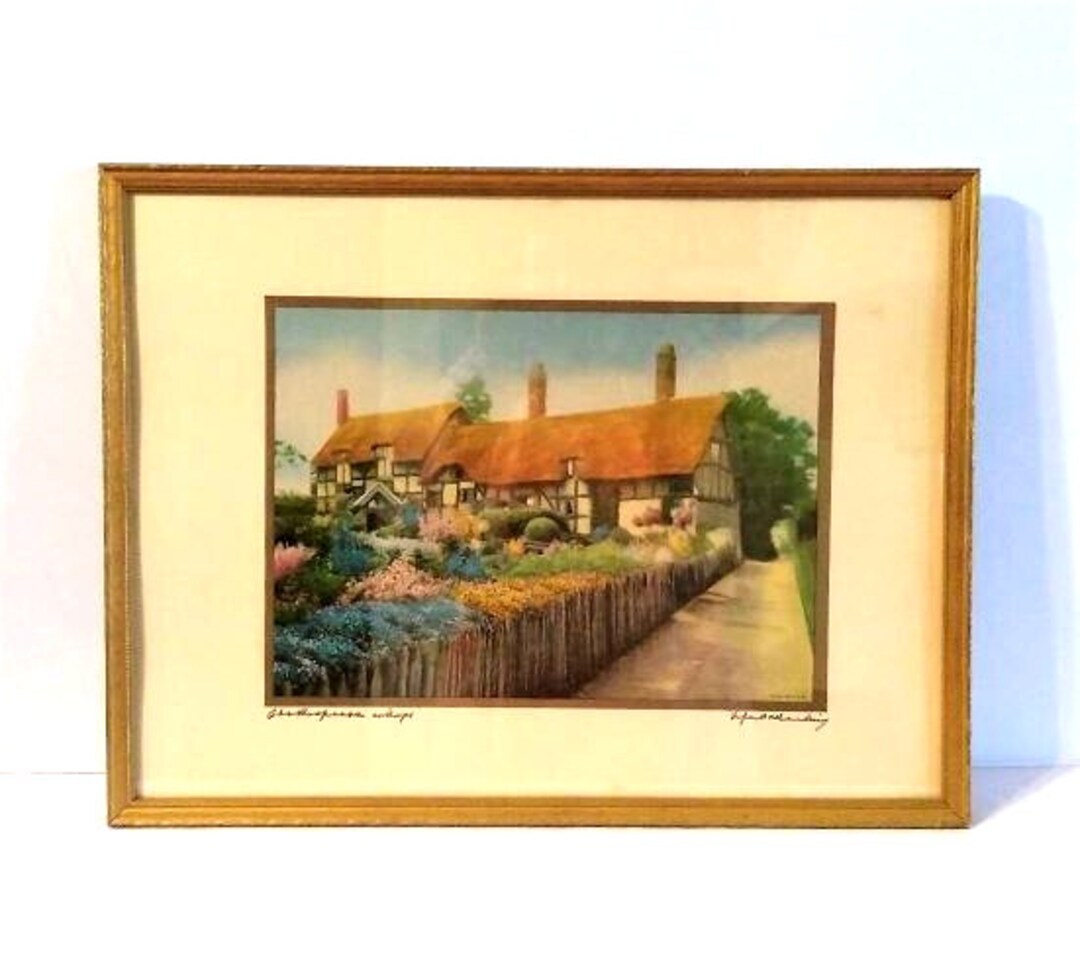 Vintage Ann Hathaway's Famous Cottage Colorized Photograph by Wallace ...