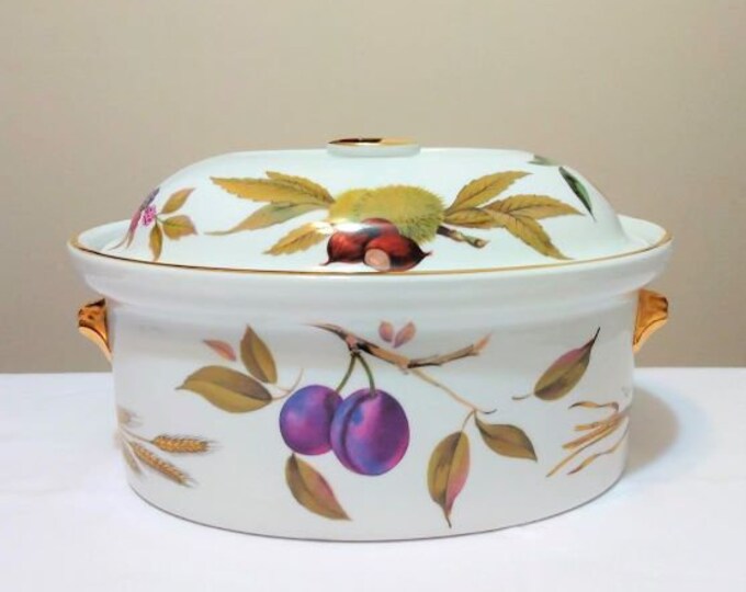 Vintage Royal Worcester Evesham Oven to Table 2 1/2 Qt. Oval Gold Trim ...