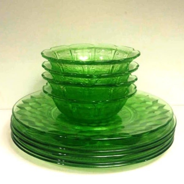 Green Glass Dishes - Etsy