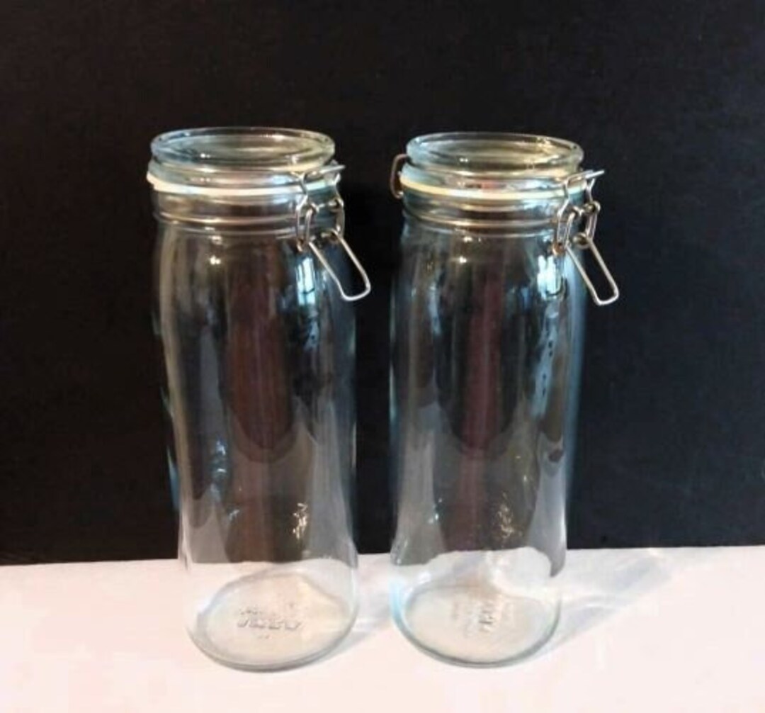 Vintage Set of Two Large 2 Liter Clear Glass Hermetic Jars/bail Lid ...