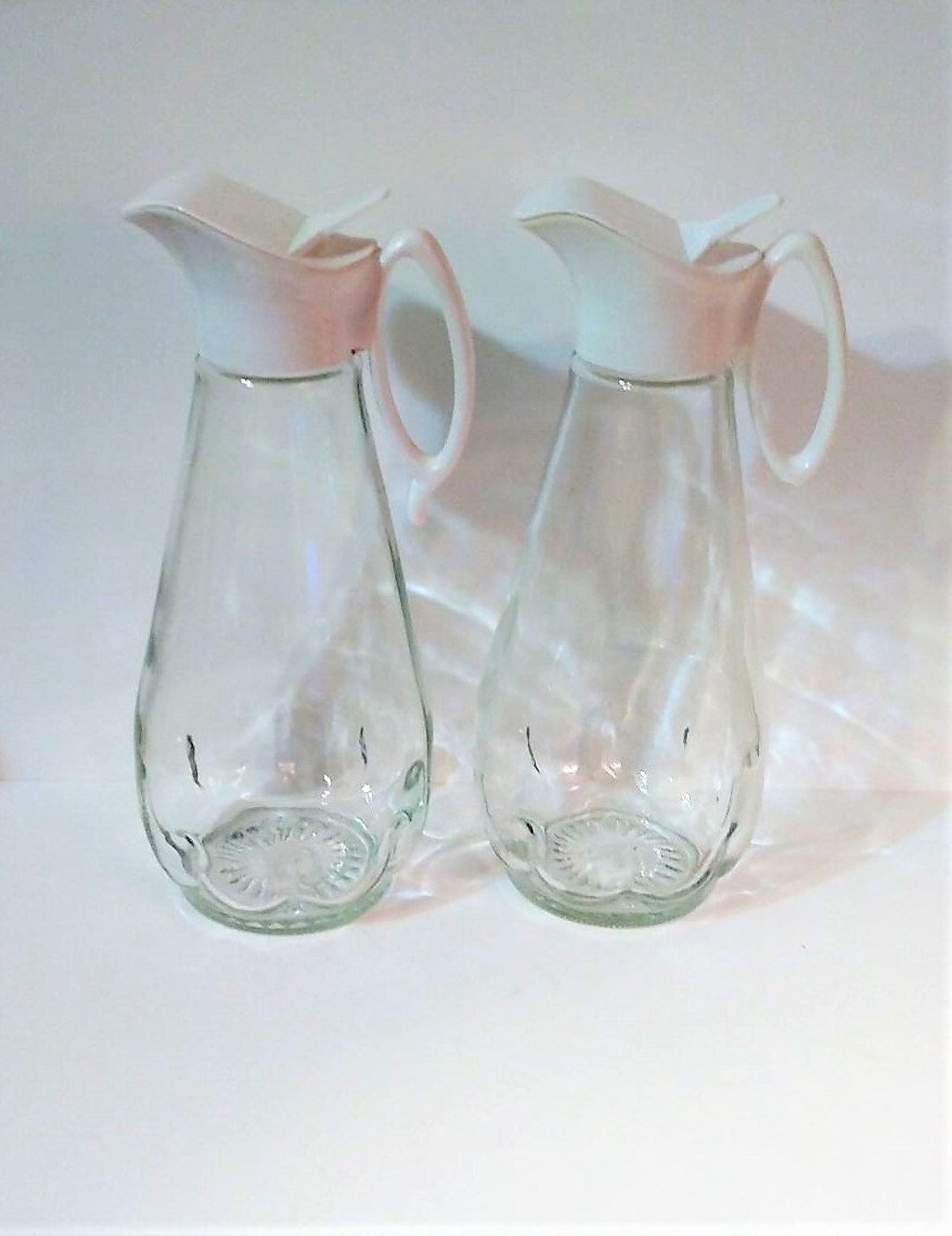 Vintage 1960s Log Cabin Set of Two Glass Syrup Dispensers/syrup Bottle ...