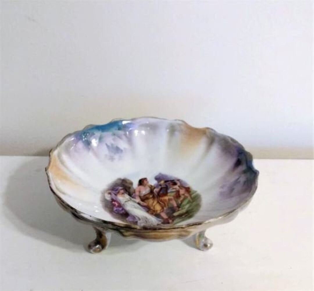 Antique Silesia Footed Porcelain Decorative Bowl Made in Germany ...
