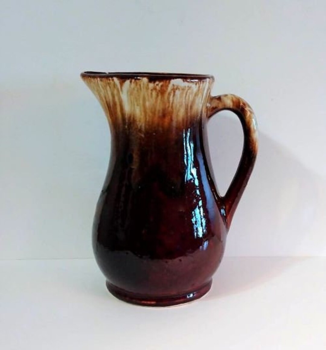 Vintage Roseville Pottery USA Brown Drip Glaze Pottery Pitcher/roseville/vintage Pottery/serving ...