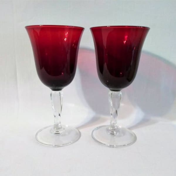 Ruby Red Crystal Wine Glasses - Etsy