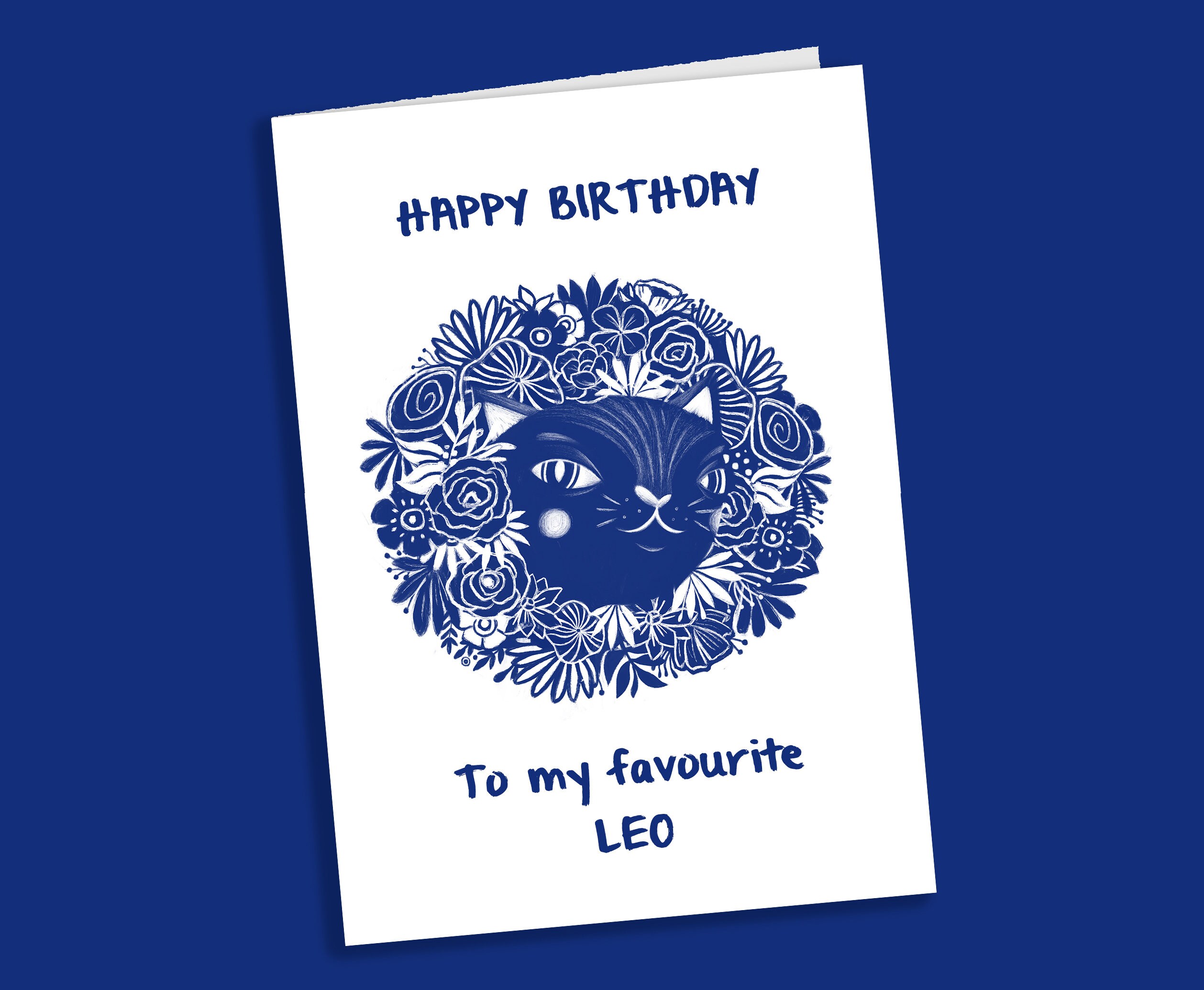 Paper & Party Supplies Greeting Cards Paper Leo gift for woman Leo Cat ...