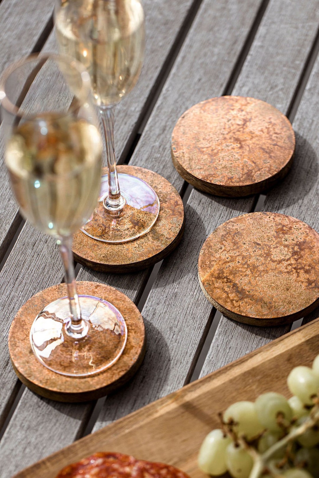 Gold Patina Copper Coaster Set of 4 or Set of 6 | Copper Decor Copper ...