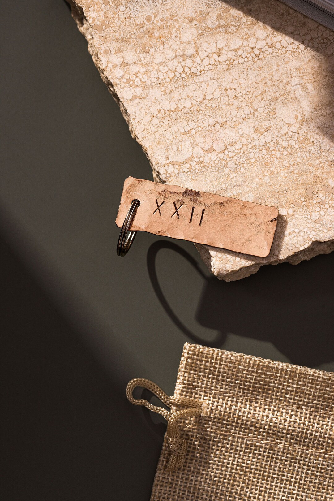Handmade Copper Anniversary Keyring: Custom Roman Numeral Engraved Gift ...