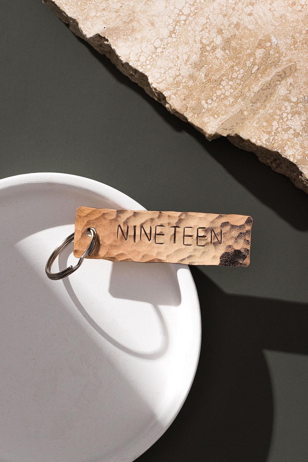 Personalised Text Bronze Keyring | Custom Keyring | 8th Anniversary ...