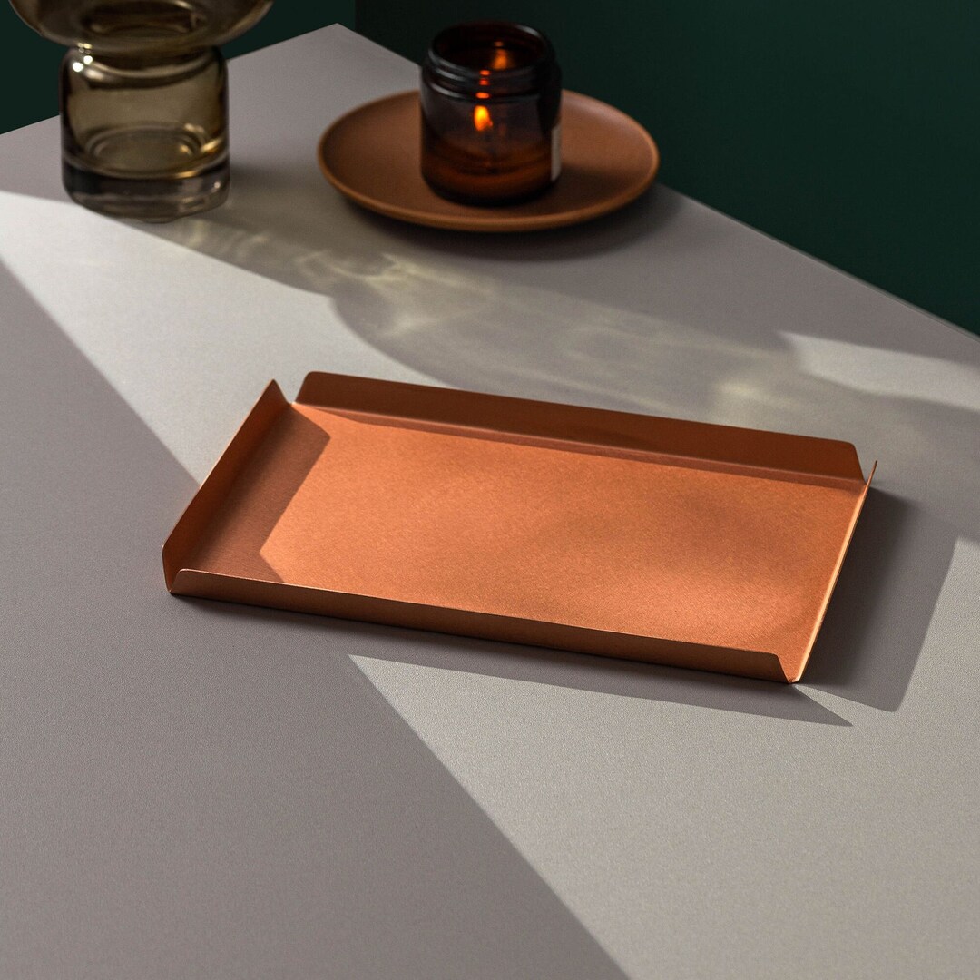 Copper Tray Brushed Medium | Copper Candle Tray | Copper Trinket Tray ...