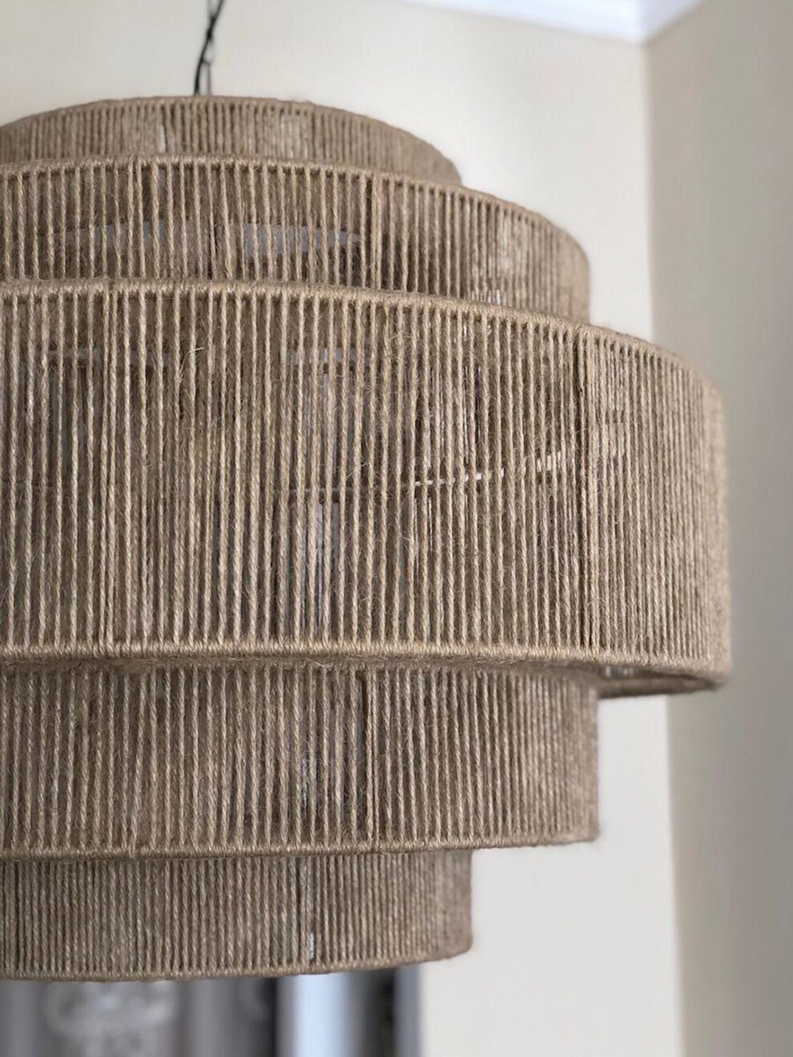 Jute Hanging Lantern, Сlassic Jute Chandelier, Chandelier for Cafe ...