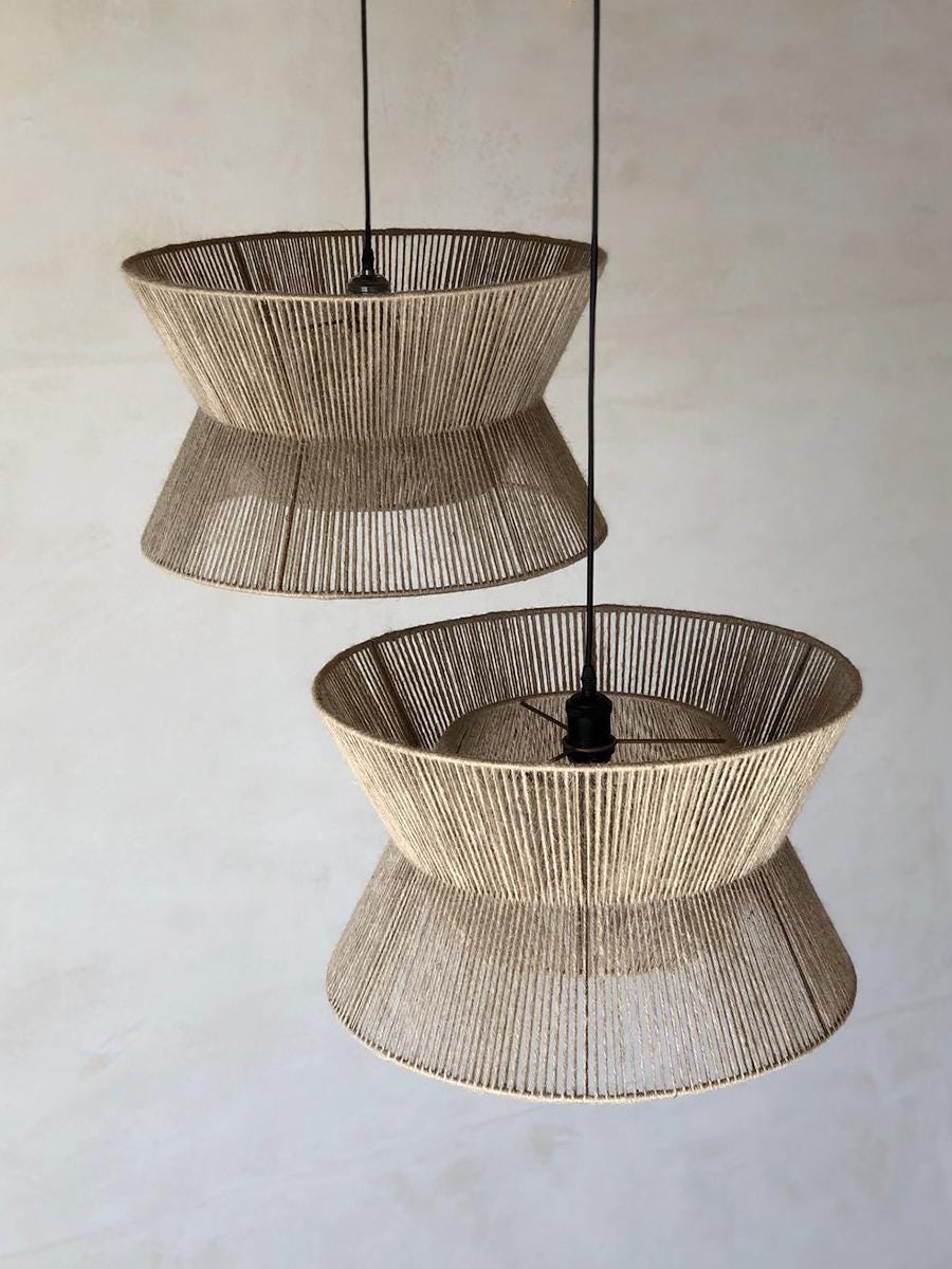 Jute Hanging Lantern, Unique Jute Chandelier, Chandelier for Cafe ...