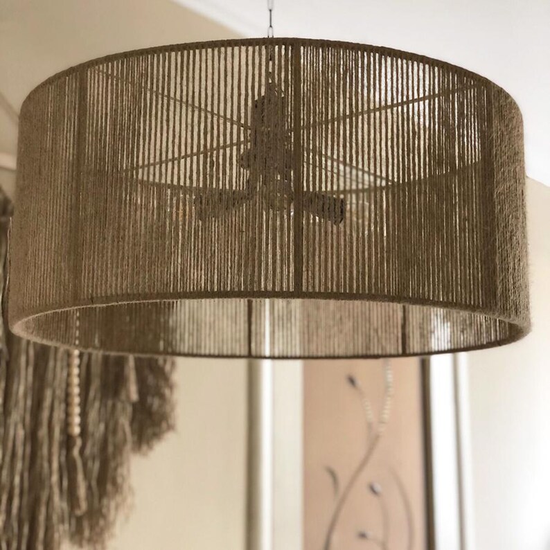 Jute Hanging Lantern, Сlassic Jute Chandelier, Chandelier for Cafe ...