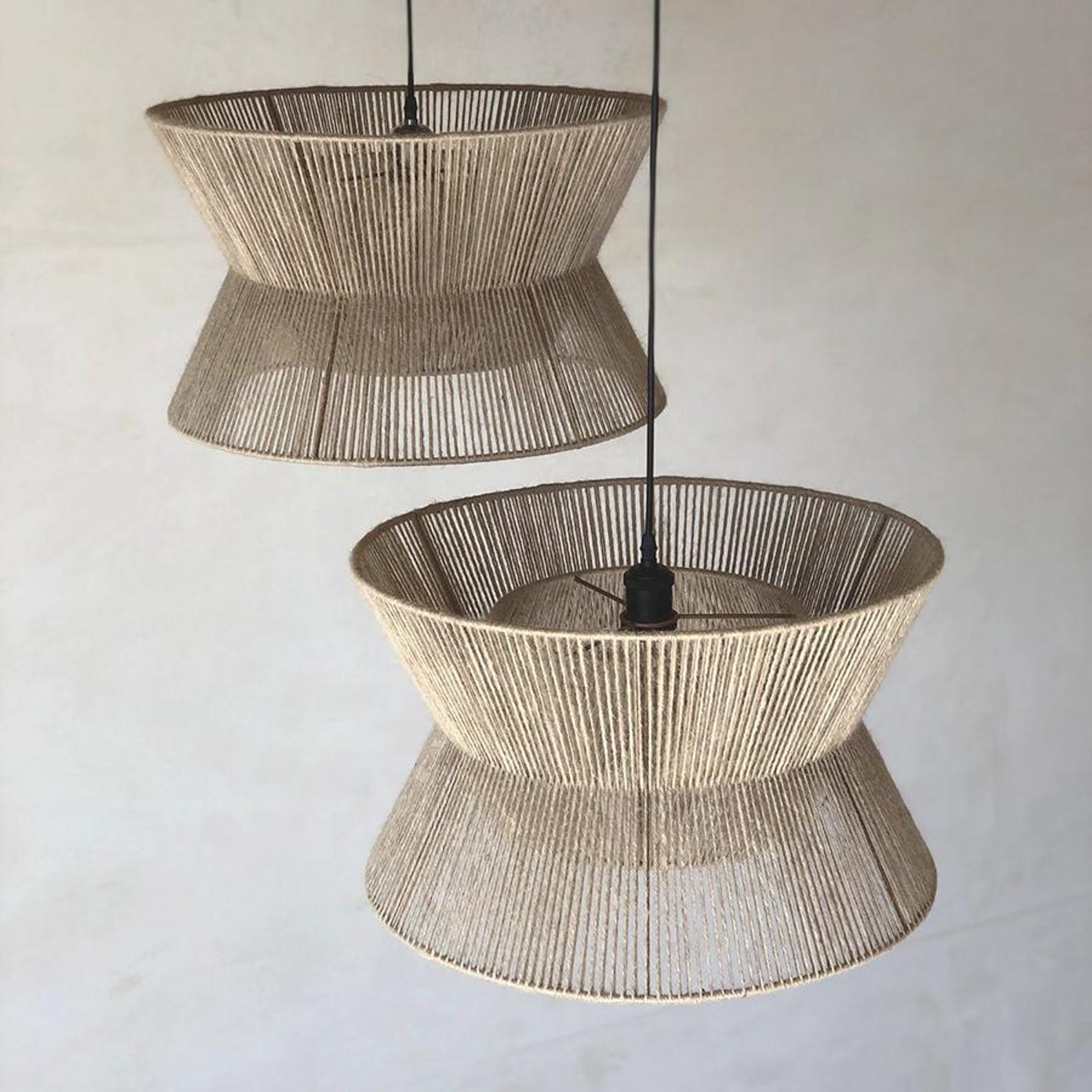 Jute Hanging Lantern, Unique Jute Chandelier, Chandelier for Cafe ...