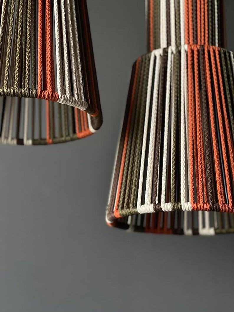 Handmade Lamp Shade: Wicker Cotton Hanging Lantern, Minimalist Wabi ...