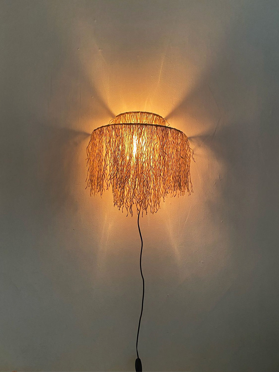 Boho Sconce Light, Boho Lighting, Jute Sconce, Beach Style Light ...