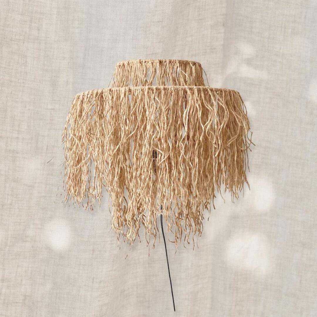 Boho Jute Sconce: Balinese Style Beach Lighting, Customizable Color - Etsy