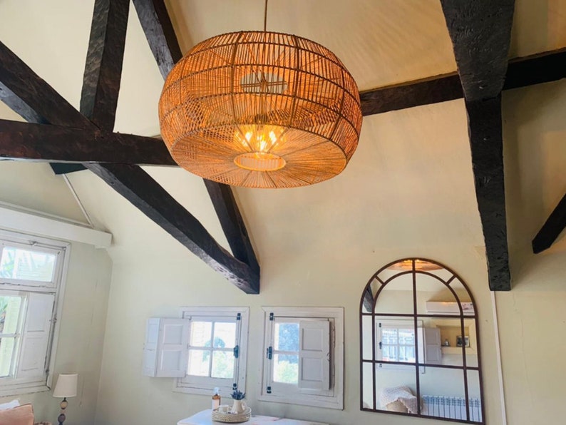 Pendant Light, Raffia Chandelier, Farm Lighting, Beach Style ...
