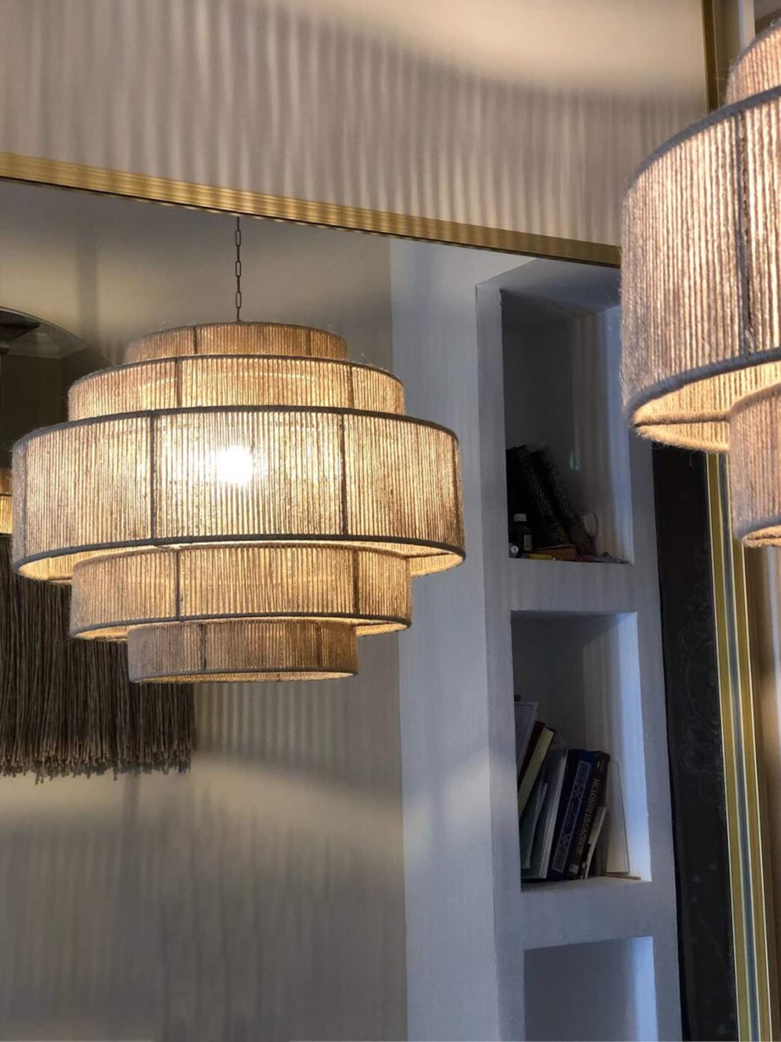 Jute Hanging Lantern, Сlassic Jute Chandelier, Chandelier for Cafe ...