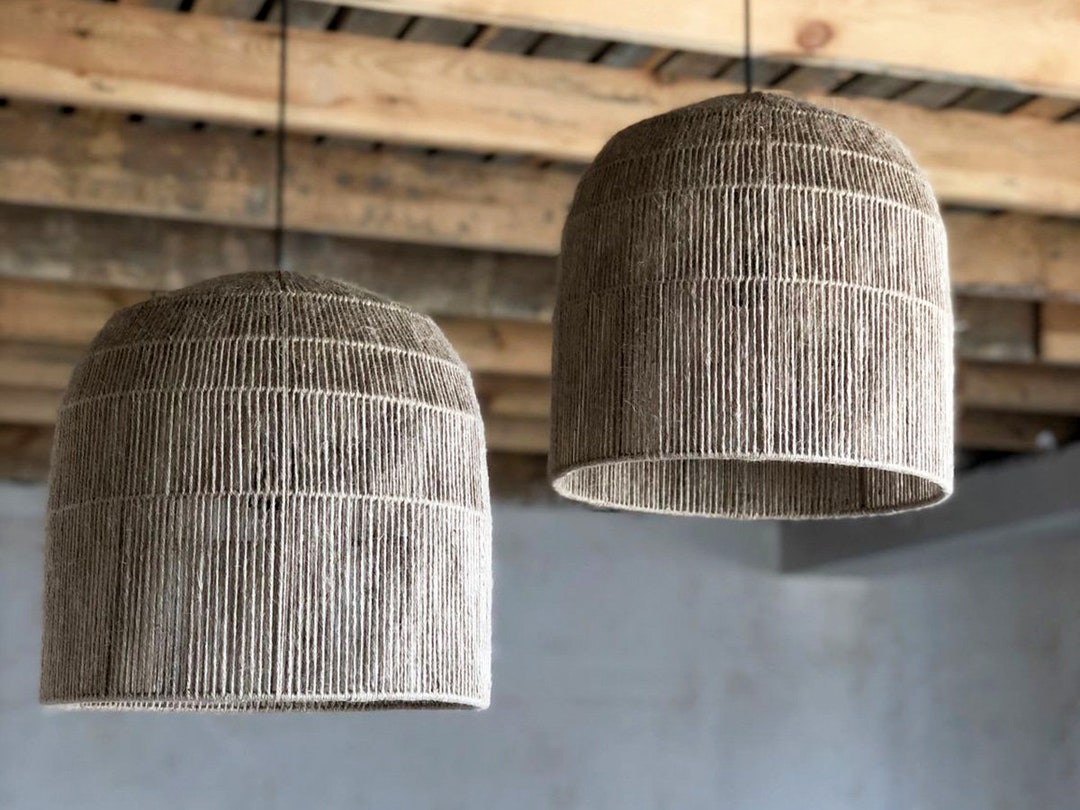 Boho Pendant Light, Boho Lighting, Jute Fringe Chandelier, Chandelier ...