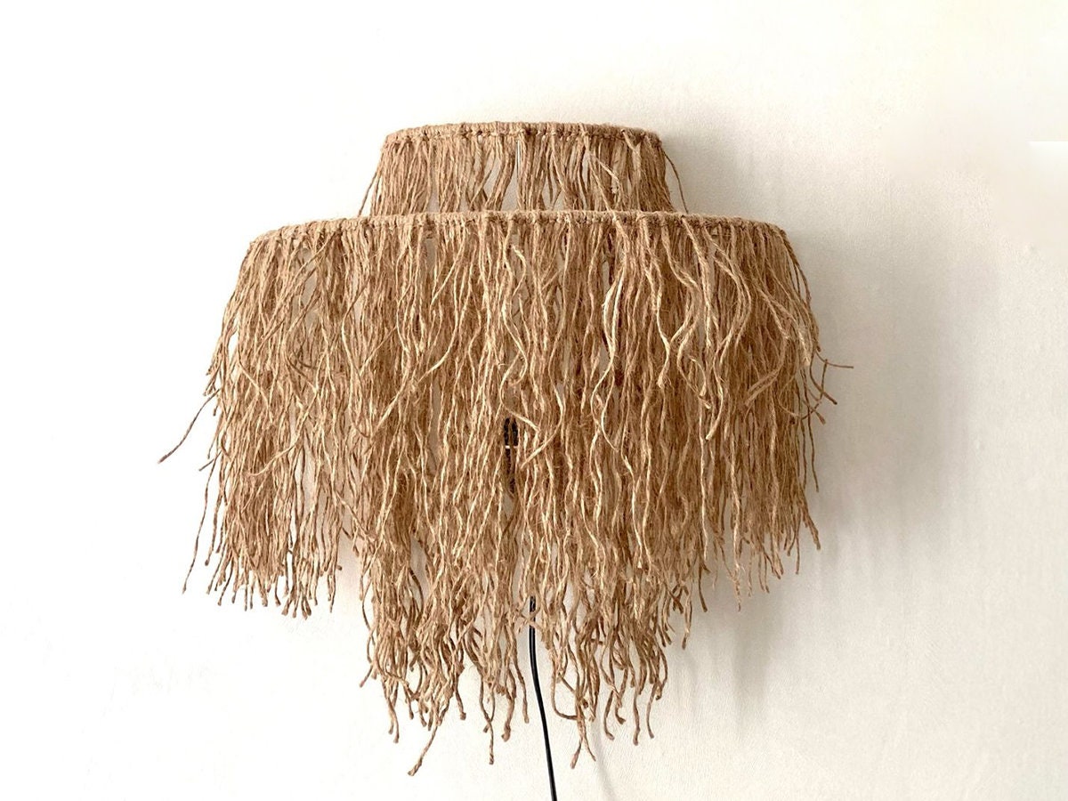 Boho Sconce Light, Boho Lighting, Jute Sconce, Beach Style Light ...