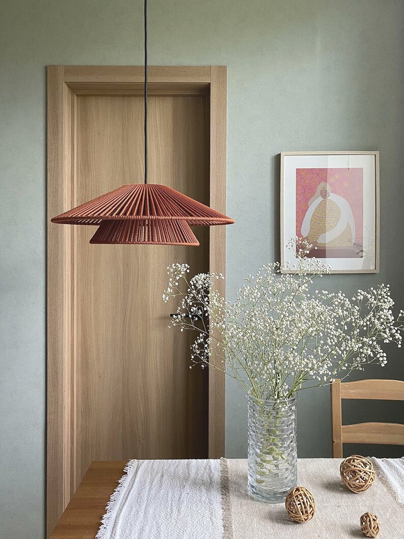 Macrame Hanging Lantern, Minimalist Style Pendant Lamp, Boho Lighting ...