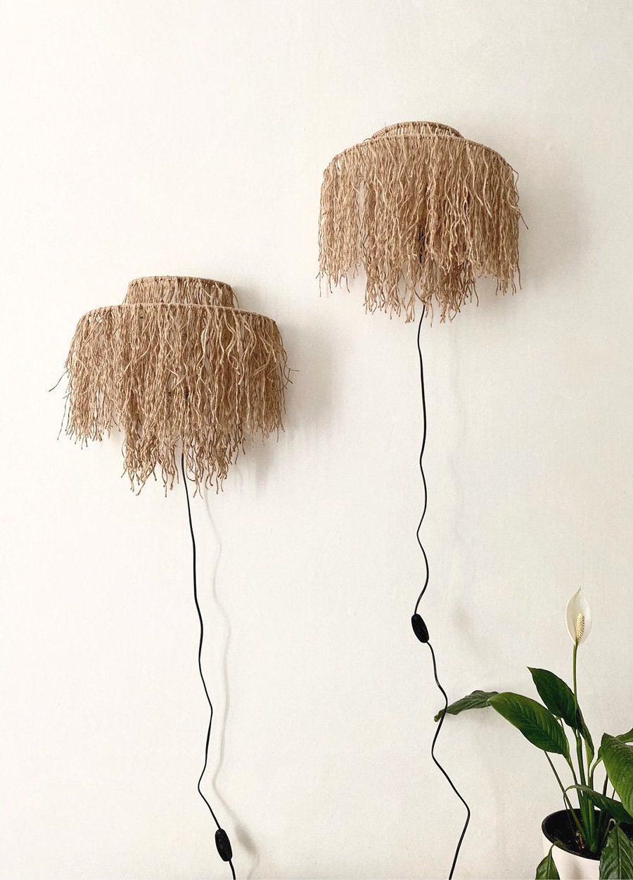 Boho Sconce Light, Boho Lighting, Jute Sconce, Beach Style Light ...