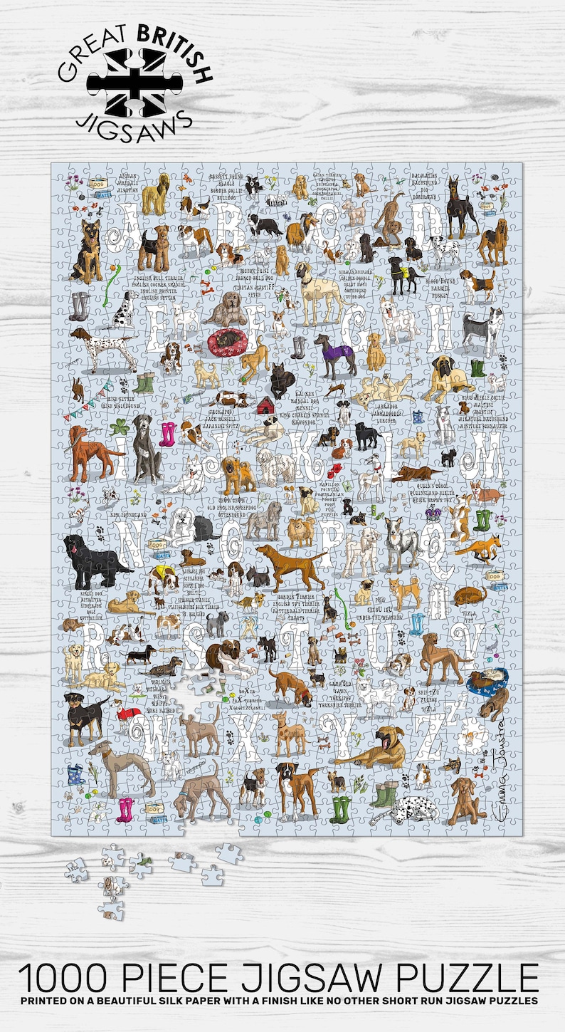 Dogs A to Z 1,000 Piece Jigsaw Puzzle. A Beautifully Illustrated Dog ...