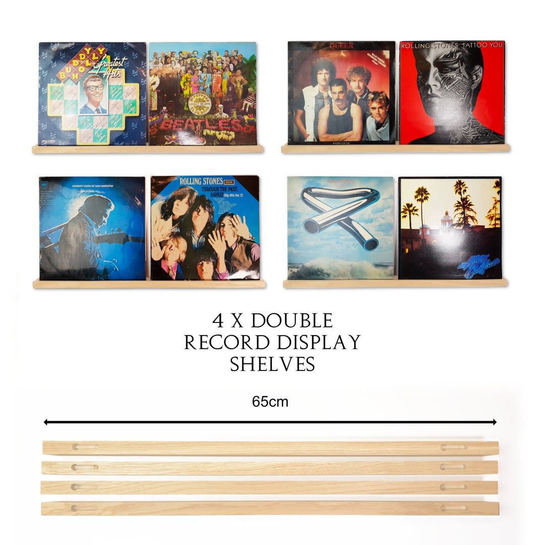 Double Length Record Display Shelf Multipack Pack of FOUR 65cm Solid ...