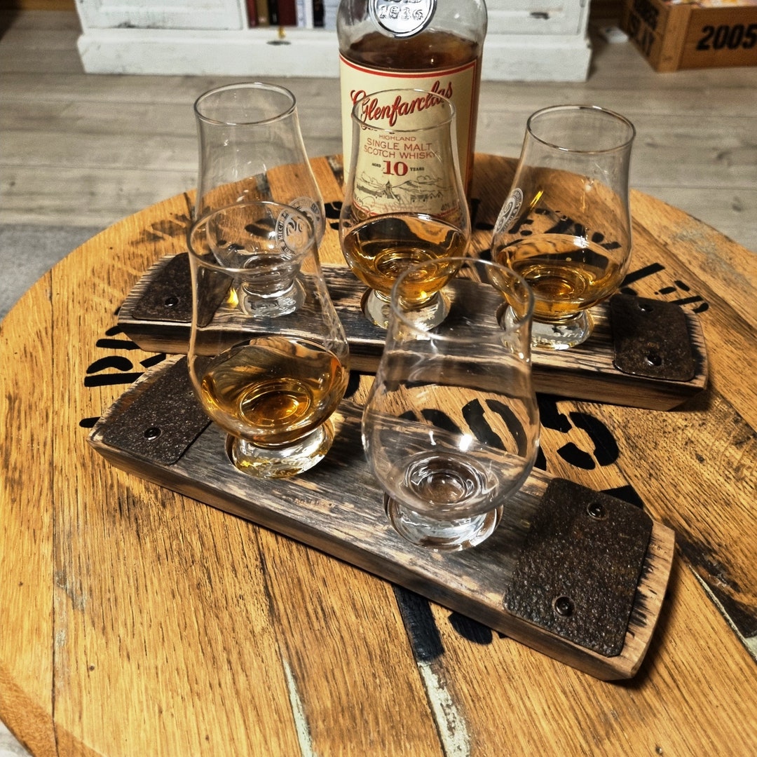 Tasting Tray for Two or Three Glencairn Whisky Glasses Made From Barrel ...