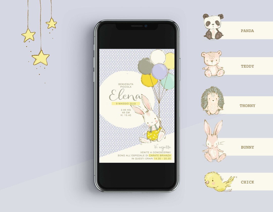 Personalized Digital Birth Invitation Whatsapp Invitation Theme Party ...